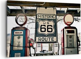 Arttor Wandbilder Dekoration Wohnzimmer Straße alt 66 USA Bilder auf Leinwand 120x80cm Leinwandbild Schlafzimmer Küche Deko Wand Kunstdruck Art Groß XXL Wand