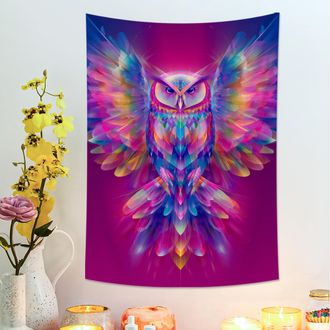 Generic Bunter Eulen-Wandteppich, lebendiger Wandbehang f&uuml;r b&ouml;hmische Schlafzimmer, Wohnzimmer, Wohnheim-Dekoration, mystische Kunst f&uuml;r saisonale Feiern, 76,