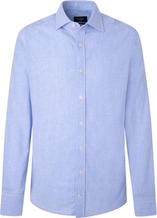 Hackett Mens Soft Stretch Hbone Button Down Shirt, Blue, XS