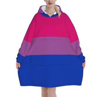 Generic Sweat &agrave; capuche bisexuel avec drapeau LGBT pour femmes et hommes adultes surdimensionn&eacute;s pour une couverture douce et chaude