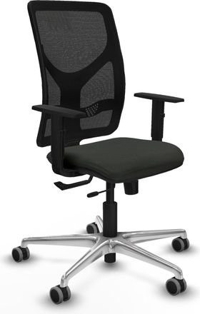 Piqueras y Crespo Bequemer Schreibtischstuhl aus Netzstoff, verstellbar, mit schwarzen Armlehnen, h&ouml;henverstellbare Lendenwirbelst&uuml;tze, ausgestattet mit Syncro/Traslack