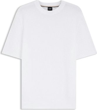 HUGO BOSS Strick-T-Shirt aus Baumwolle mit Rundhalsausschnitt in