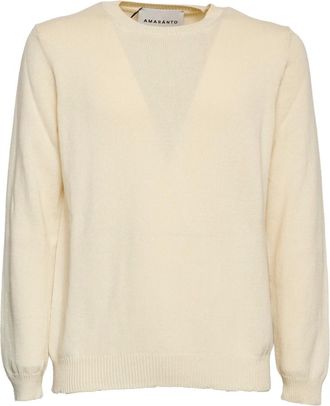 Amaranto Amar&aacute;nto, Homme, Pulls, Blanc, Taille: L Pull textur&eacute; &agrave; col rond