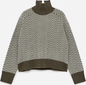 Arket Jacquard-Strickpullover Aus Wolle -Gr&uuml;n