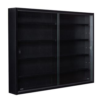 Inter Link SAS Sammlervitrine - Hängevitrine - Wandregal - Glasvitrine - Wandvitrine - Hängeregal - Schaukasten - MDF - Schwarz (80x60x9.5 cm) Blacklava