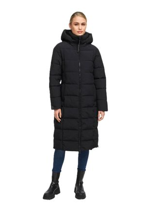 Marikoo Damen Wintermantel (XS-6XL) - gesteppt, abnehmbare Kapuze, 6 Taschen, Rippkragen - N079 - Schwarz Gr&ouml;&szlig;e XL - Gr.XL