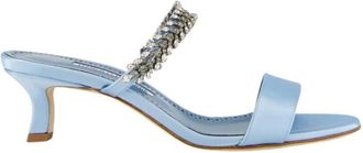 Manolo Blahnik Femme, Chaussures, Bleu, Taille: 38 EU Mules &agrave; talons moyens Kifasan
