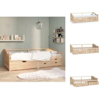 vidaXL Tagesbett 3-Sitzer mit Schubladen Massivholz Kiefer 90x200 cm - Holz-Bett - Sofa-Bett - G&auml;stebett - Kiefernholz - Schrankbett