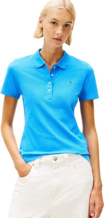 Tommy Hilfiger Damen 1985 Slim Pique Polo SS WW0WW43225 S/S Polo, Blau (Mesmerizing Blue), XL, Blau (Mesmerizing Blue), XL