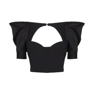 Elisabetta Franchi Crepe and Duchesse Top - - Blouses & Shirts - Damen - Schwarzk - XS
