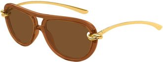 Bottega Veneta Femme, Accessoires, Brun, Taille: 58 MM Aviator Lunettes de soleil