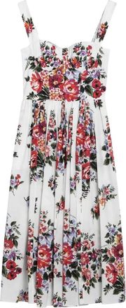 Dolce & Gabbana Femme, Robes, Multicolore, Taille: 38 FR Robe en coton &agrave; imprim&eacute; bouquet de fleurs