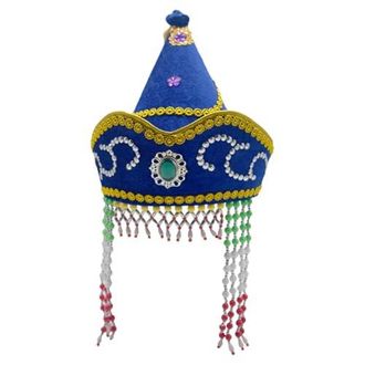 Generic Chapeau de princesse ethnique en forme de yourte mongole (bleu marine)