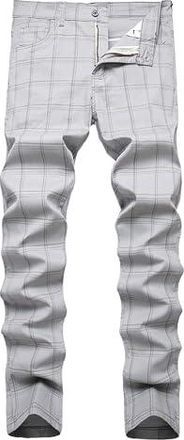 Generic Pantalon chino moulant pour homme - Coupe ajust&eacute;e - Coupe ajust&eacute;e - Pantalon chino extensible et confortable, Gris 1, 48