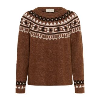 Cream Femme, Pulls, Brun, Taille: 46 FR Pull Beige &agrave; Motif Tricot&eacute;