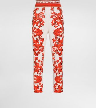 Dolce & Gabbana Capri-leggings Aus Charmeuse Mit Majolika-print - Frau Hosen Und Shorts Mehrfarbig 42