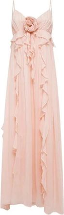Blugirl Femme, Robes, Rose, Taille: 40 FR Long Georgette Dress With Ruffles