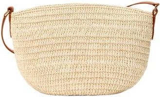 Loewe Paulas Ibiza - Pochette Eclipse en raphia et cuir de veau