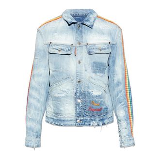 Dsquared2 Homme, Vestes, Bleu, Taille: XL Veste en jean effet vieilli