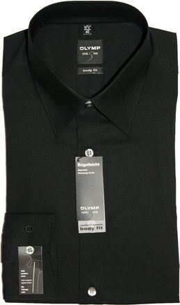 Olymp Herren Hemd / Level 5 Body / Fit Langarm- Gr. 38, Schwarz