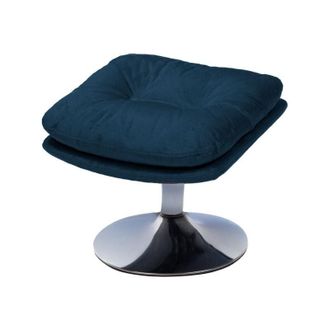 Amadeus Repose-pied Magnum bleu tissu - Dimensions 40x40x40 cm - Confort optimal avec coussin &eacute;pais - Design contemporain chrome - Amadeus