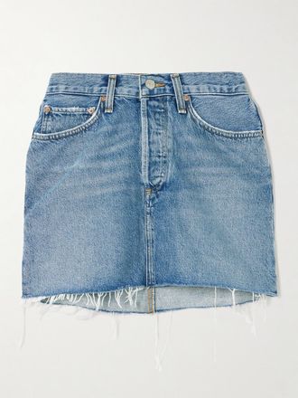 A Gold E Mini-jupe En Jean Effilé V-waist - Bleu