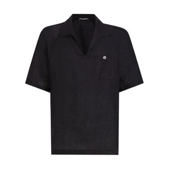 Dolce & Gabbana L&auml;ssiges Baumwoll T-Shirt in Schwarz - - Tops - Herren - Schwarzk - XL