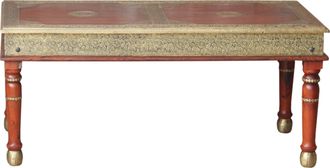 Guru Shop Kaffeetisch, Couchtisch mit Messing Beschl&auml;gen - Modell 15, 60x120x60 cm