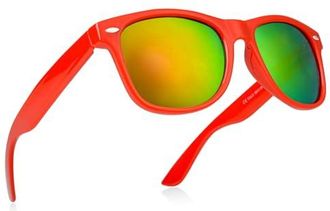 Miobo Lunettes de soleil r&eacute;tro miroir Nerd Unisexe Style Club UV400, Rouge violet., L