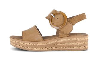 Gabor Keilsandalette GABOR, Damen, Gr. 43, dunkelbraun, Ziegenveloursleder, unifarben, Schuhe, Riemchensandale, Sommerschuh mit modischer Zierschnalle