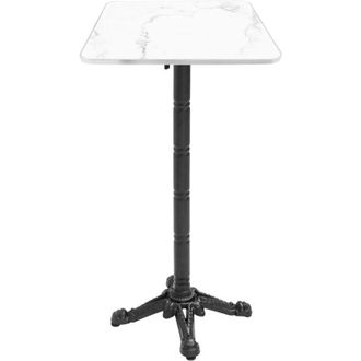 Oviala Table haute 60 cm inclinable plateau marbre blanc/argent et pied noir
