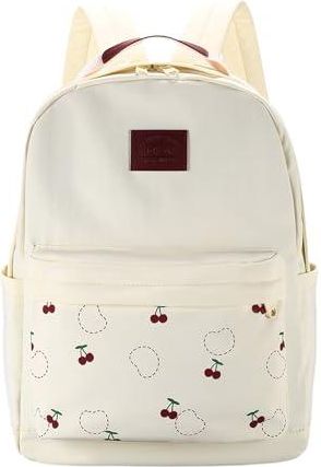 Generic Sac &agrave; dos esth&eacute;tique en nylon avec sac d&eacute;cole &agrave; compartiment int&eacute;rieur pour adolescents (blanc)