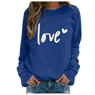 Generic Sweat &agrave; capuche d&eacute;contract&eacute; &agrave; col rond imprim&eacute; pour la Saint-Valentin 2026, bleu, XL
