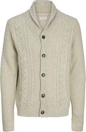 Jack & Jones Jjcraig Knit Shawl Neck Aw24 Cardigan, Blanc-Gris, S Homme