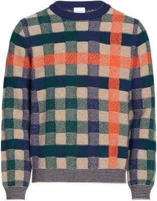 Paul Smith Wolle kariert rundes Kragen Pull - Brown
