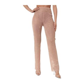 Santa Brands Femme, Pantalons, Rose, Taille: 36/38 FR Pantalon beige orn&eacute; de cristaux