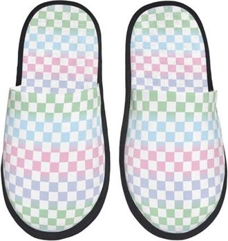 Generic Imprimé Checkered Coloré Pantoufles Moelleuses Légères Pantoufles En Peluche Confort Slippers Pour Unisex Femme Extérieur M