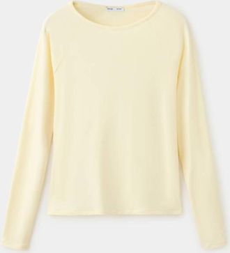 Mango T-shirt col bateau uni vanille - Femme - XXS - MANGO