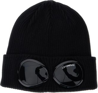 C.P. Company C.p. Company, Homme, Accessoires, Noir, Taille: ONE Size Bonnet en maille noire avec d&eacute;tail Google sur le devant en coton Homme