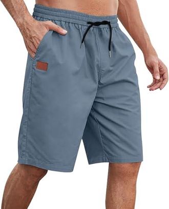 Generic Short de randonn&eacute;e pour homme - Short de course avec poche - Short de sport pour homme - S - Short cargo en coton extensible - Pantalon de travail fus
