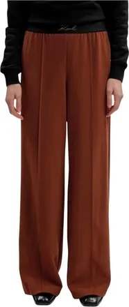 Karl Lagerfeld Femme, Pantalons, Brun, Taille: 42 FR Pantalon &Eacute;vas&eacute; avec D&eacute;tails de Coutures