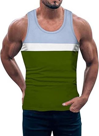 Generic Gilet de sport ray&eacute; pour homme d&eacute;t&eacute; d&eacute;contract&eacute; &agrave; rayures - Haut de plage &eacute;l&eacute;gant sans manches - D&eacute;bardeur ample pour homme - D&eacute;bardeur solide pour ho