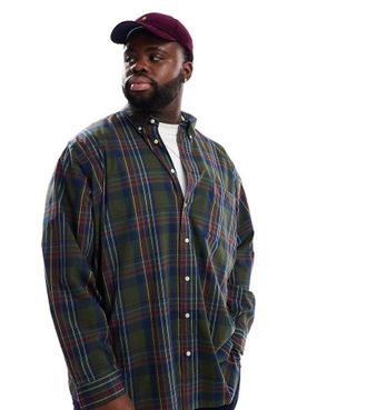 Polo Ralph Lauren Big & Tall - Madras - Hemd in kariertem Gr&uuml;n mit Markenlogo