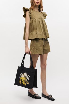 Ganni Grand tote noir &agrave; imprim&eacute; banane - Pour Femme