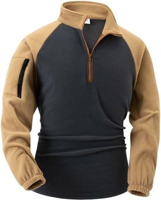 Generic Sweat-shirt pour homme sans capuche - Coupe ajust&eacute;e - Manches longues - Avec fermeture &eacute;clair 1/4 - Pull d&eacute;contract&eacute; - Col montant - Pull de transitio