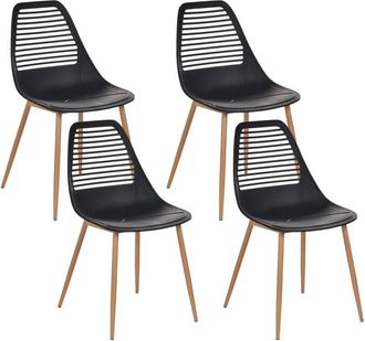Beliani Beliani - Lot de 4 Chaises de Salle à Manger Moderne Minimaliste Sans Accoudoirs Assise en Plastique Noir Montello