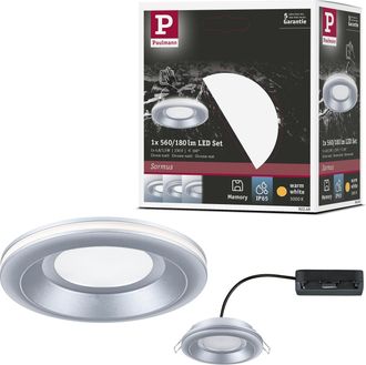 Paulmann 92249 LED Einbauleuchte Sormus IP65 rund 100mm 4,8/1,5W 560lm / 180lm 230V 3000K Chrom matt