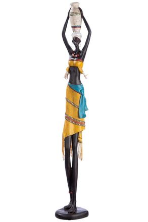 Gilde gro&szlig;e Moderne Dekofigur Skulptur Afrikanerin XXL - afrikanische Deko aus Kunstharz - Afrika Style - H&ouml;he 89 cm