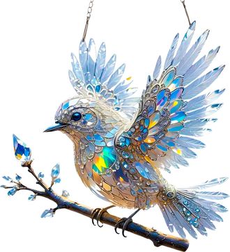 Generic Blaue Vogeldekoration, künstliche Vögel mit natürlichem Aussehen, zweidimensionaler Acryl-Kolibri, dekorativ für Garten, Haus, Außenbereich
