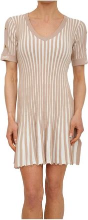 Liu Jo Femme, Robes, Beige, Taille: 40 FR Mini robe en maille &agrave; col en V